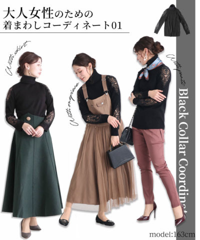 レディース 大人 上品 刺繍レース袖のリブタートルニット alhmo レディース 大人 上品 刺繍レース袖のリブタートルニット alhmo