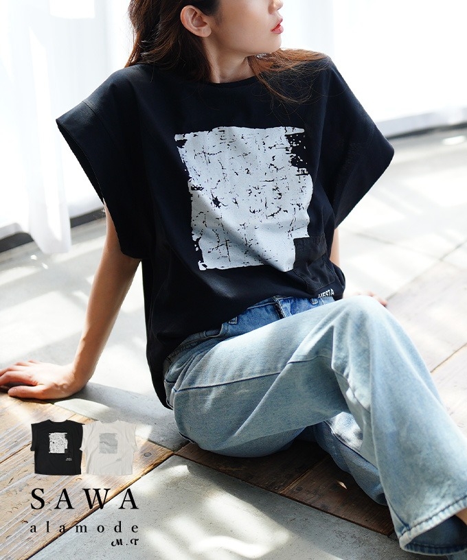 レディース 大人 上品 ヴィンテージモードなプリントコットンTシャツ【メール便可】 almam-196299｜レディースファッション通販 ...